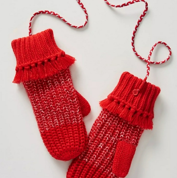 Anthropologie | Accessories | Nwt Anthropologie Red Tasseled Mittens ...
